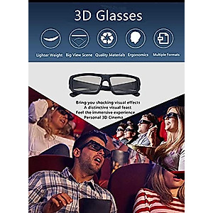 Passive 3D Glasses Polarized Lenses for Passive 3D TVs RealD Cinema Projectors Sony Sharp Samsung LG Philips, Note: Not Compatible with 3D Active Shutter TV Models - 4 Pairs