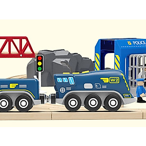 Z MAYABBO Battery Operated Locomotive Train for Wooden Tracks, Powerful Engine Toy Train Vehicle for Railway Track, Science Fiction Train Car Series Fit All Brands Railroad (Battery Not Included)