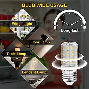 BOGDA Refrigerator Light Bulb KEI D34L Refrigerator Bulb LED Light Bulb Replacement Fit for Frigidaire Kenmore, 2 Packs (6W 100V-265V E26/E27 5000K White Light)