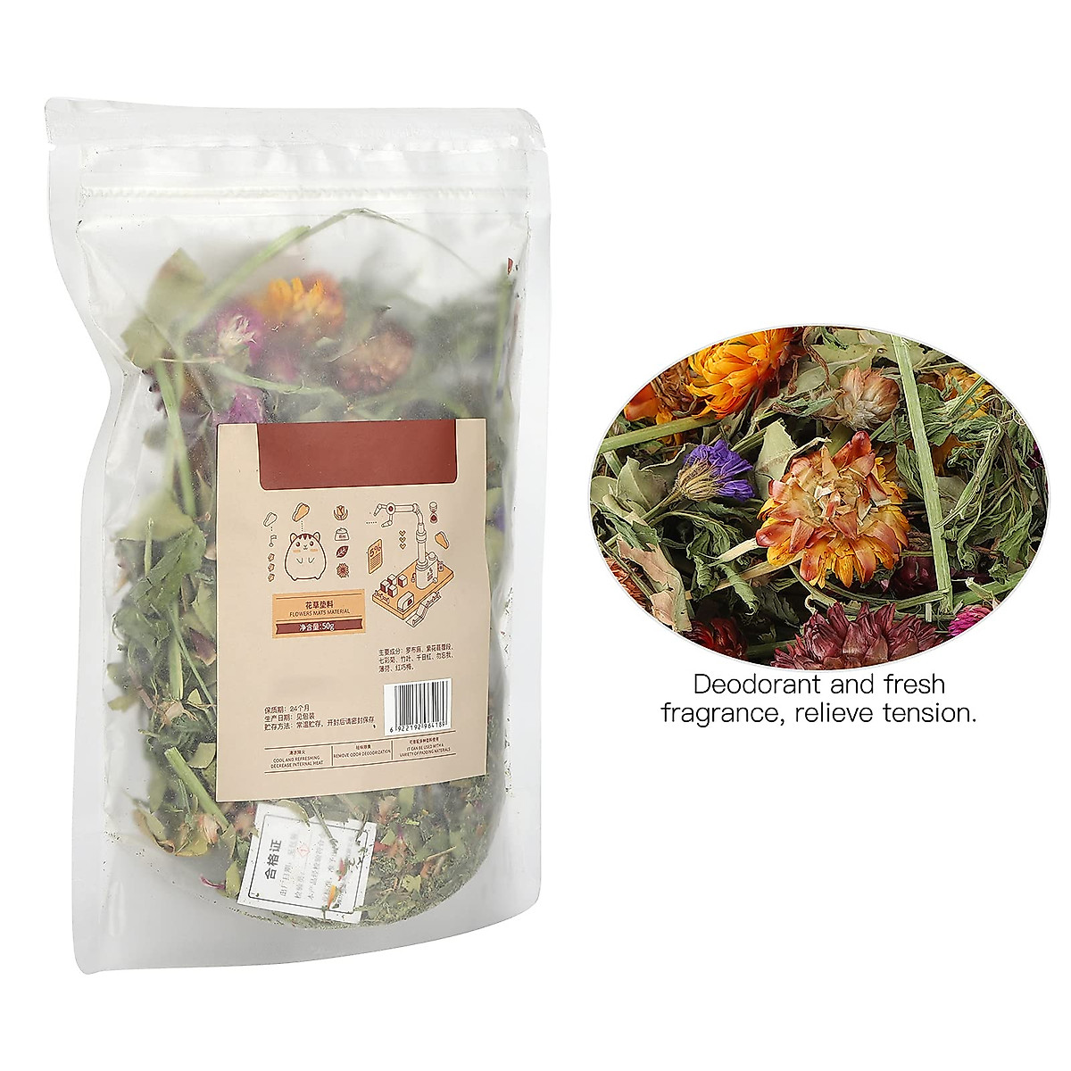 GLOGLOW Small Pet Bedding, Dried Flowers Plants Padding for Squirrels Guinea Pigs Rabbits Chinchillas Hamsters Gerbils(100g) Treats