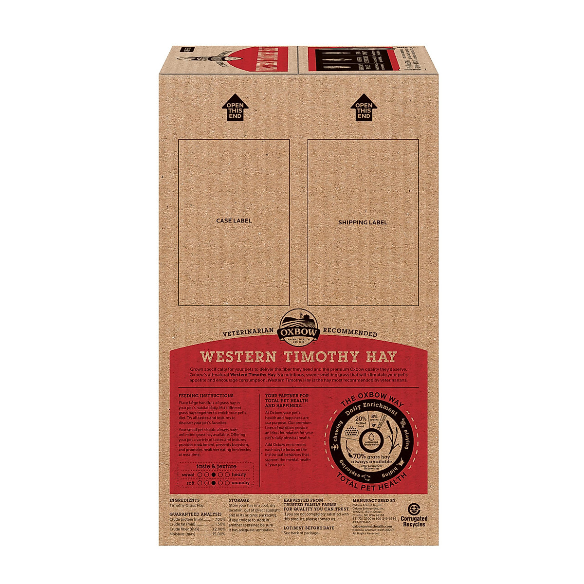 Oxbow Animal Health Western Timothy Hay - All Natural Hay for Rabbits, Guinea Pigs, Chinchillas, Hamsters & Gerbils-Veterinarian Recommended- Digestive & Dental Health- Grown in the USA- 9lb.