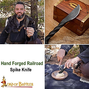 Lord of Battles Medieval Knife Camping Spike Knife Hand Forged Iron Twisted Handle Functional Medieval Knife Perfect for Historical Reenactments, Camping & Outdoor Activities