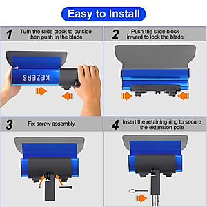 KEZERS Drywall Skimming Blade Set-7",10",14",16" & 24" Skimming Blades + 35"-81" Extension Handle, Stainless Steel Construction Knife,Smoothing Drywall Knife,Extruded Aluminum,High Impact End Caps