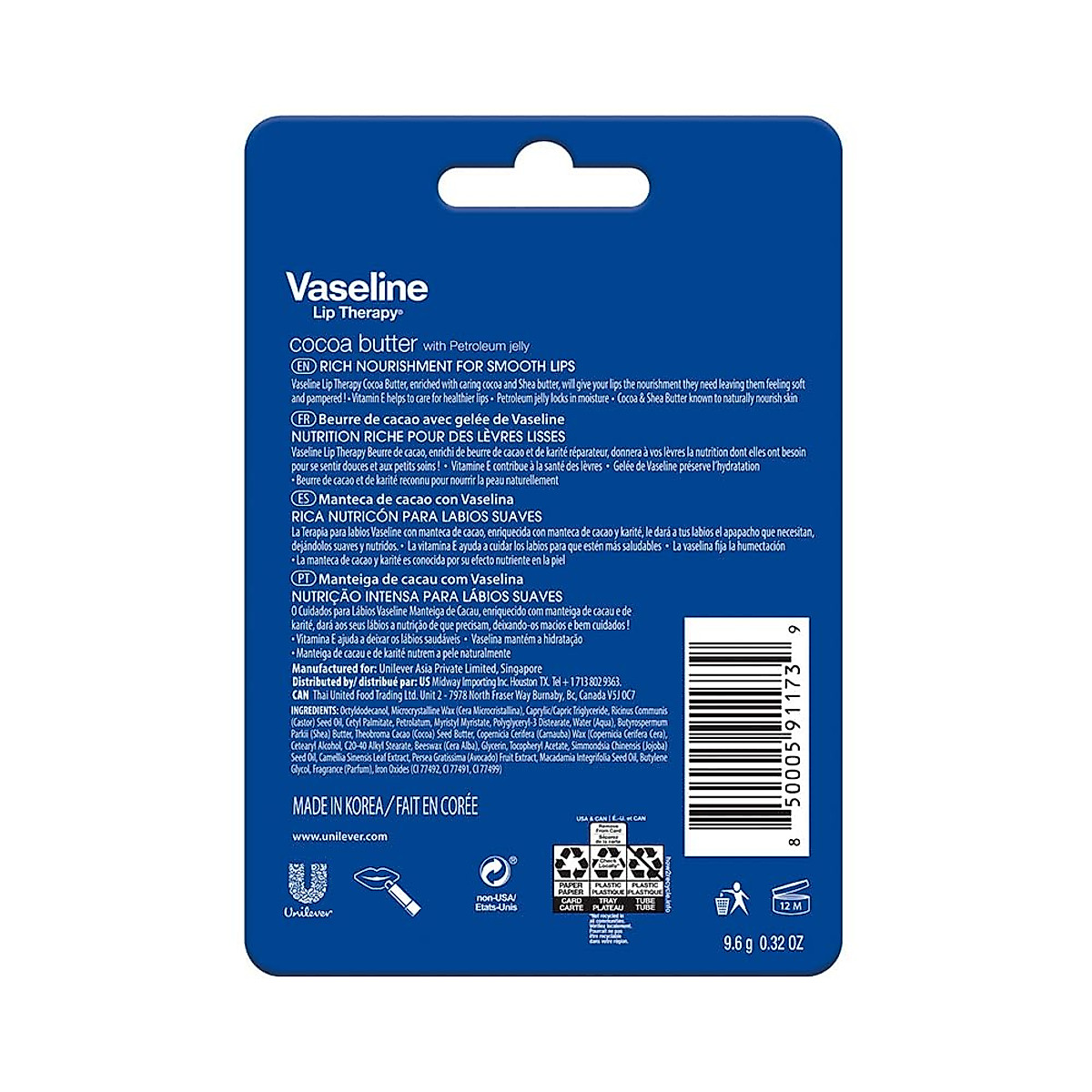 Vaseline Lip Therapy Cocoa Butter Twin Pack