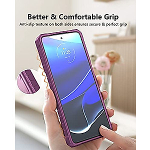 for Motorola Moto G-Stylus 5G-2022 Case: Military Grade Drop Proof Protection Cover with Kickstand | Matte Textured Rugged Shockproof TPU | Protective Phone Case for Moto G Stylus(Pink Purple)