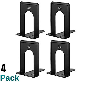 Mr. Pen- Book Ends, Black, 4 Pack, Heavy Duty Metal Bookends for Shelves, Book Holders for Shelves, Book Stoppers, Book Holders, Book Ends for Office, Metal Bookends, Book Ends to Hold Books.
