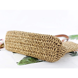 Straw Bag for Women Woven Beach Structured Tote Handmade Crochet Carteras De Mujer Summer Shoulder Bohemian Pom Travel