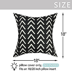 famibay Boho Outdoor Pillow Covers 18x18 Waterproof Black Beige Patio Throw Pillow Covers Outside Pillow Covers Decorative Square Burlap Cushion Cases Pillow Covers for Patio Garden Porch(Set of 4)