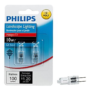 Philips Halogen Landscape Lighting T3 12-Volt Light Bulb: 3000-Kelvin, 10-Watt, G4 Base, 2-Pack
