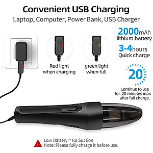 YYinno Hand Vacuum Cordless Rechargeable, Car Vacuum Handheld Cleaner Cordless Wet Dry Powerful Portable Mini Vacuum Light Weight for Pet Hair, Home, Aspiradora para Carro