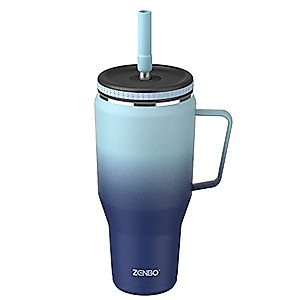 Zenbo 40 oz Tumbler with Handle, Straw Lid, and Cupholder-Friendly Design | Insulated Stainless Steel Travel Mug, Reusable Water Bottle | Leak-Proof, Dishwasher Safe