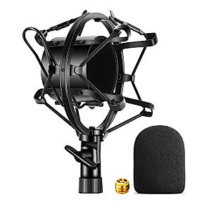 AT2020 Shock mount with Pop Filter [durable/more stable] by Etour - Mount Made from metal material to Eliminate Vibrations - Compatible with Diameter 46mm-53mm Microphone at2040 line Kit