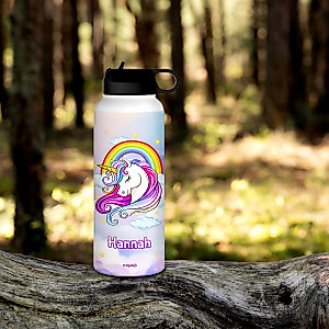 winorax Personalized Unicorn Water Bottle For Kids Women Girls Teen Magical Unicorns Stainless Steel Sports Bottles Birthday Christmas Back To School Gifts Custom Travel Cup with Name