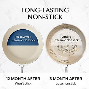 ROCKURWOK Pots and Pans - Ceramic Nonstick Cookware Set, 5 Pcs Cooking Pans with Stainless Steel Handles - Induction Compatible, Oven & Dishwasher Safe - Non-Toxic, Free of PFAS, PTFE, PFOA