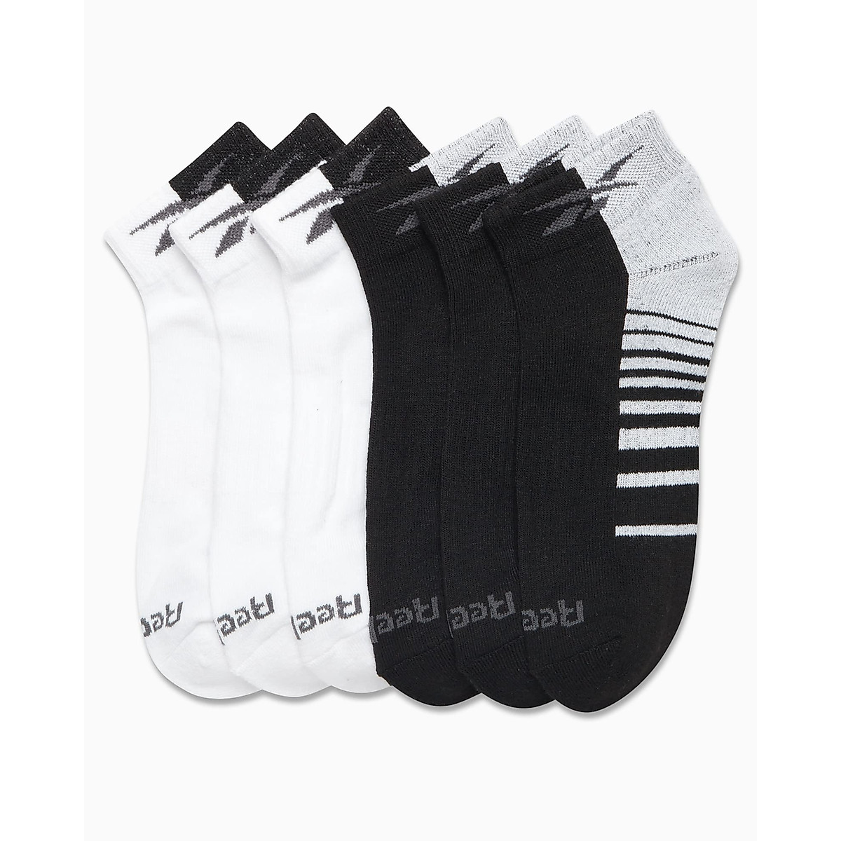 Reebok Men's Quarter Socks - 6 Pack Cushion Quarter Cut Ankle Socks for Men - Breathable Men's Athletic Socks (Size 6-12.5), Size 6-12.5, WhiteBlack