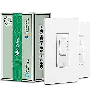 Smart Dimmer Switch by Martin Jerry | SmartLife App, Mains Dimming ONLY, Compatible with Alexa as WiFi Light Switch Dimmer, Single Pole, Works with Google Assistant [2Pack]