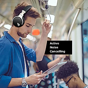 Tapvos E7 Noise Cancelling Over The Ear Headphones with Wireless Bluetooth, Built-in Microphone, Deep Bass, 28 Hours Playback, Works with Android and Windows (Black)
