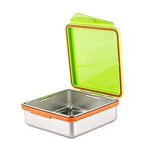Kid Basix Safe Snacker, Reusable Stainless Steel Lunchbox Container for Kids & Adults, Reusable Food Container, BPA Free, Dishwasher Safe, 23oz Lime