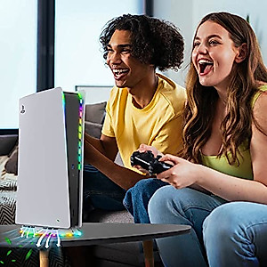 PS5 Cooling Fan Stand with RGB Light for PS5 Digital Disc Edition, 2 Adjustable Speed Cooling Stand Station for Playstation 5 Console PS5 Host Cooler with LED Light Strip Cooling Base PS5 Accessories