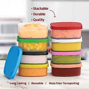 Reusable Airtight Food Containers 3 oz 8 pack. for Snacks, Baby/Toddler Food/Puree, Condiments, Picnics Food Prep, Lunch, Plastic Food Storage Containers–Dishwasher, Microwave, Freezer Safe BPA free