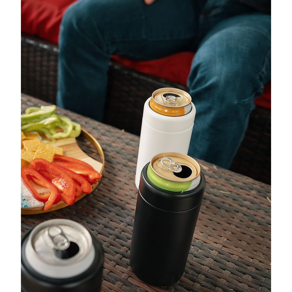 MiiR, Slim Can and Seltzer Chiller, Insulated Stainless Steel Construction, Black, 12 oz