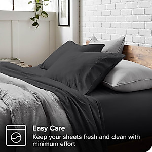 Bare Home Washed Queen Sheet Set - Premium 1800 Ultra-Soft Microfiber Queen Bed Sheets - Incredible Softness - Deep Pocket - Bedding Sheets & Pillowcases (Queen, Washed Black)