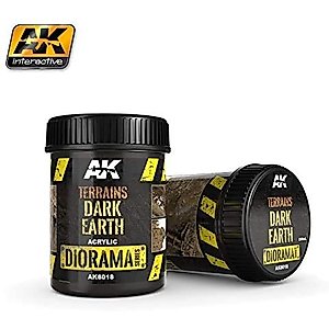 AK-Interactive AK 8018, Terrains Dark Earth, Acrylic Paint Color - 250 ML / 8.45 Fl.Oz Jar - Model Building Paints and Tools # AK-8018