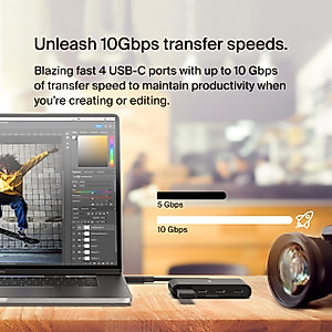 Belkin Connect USB-C™ to 4-Port USB-C Hub, Multiport Adapter Dongle with 4 USB-C 3.2 Gen2 Ports & 100W PD with Max 10Gbps High Speed Data Transfer for MacBook, iPad, Chromebook, PC, and More, Black