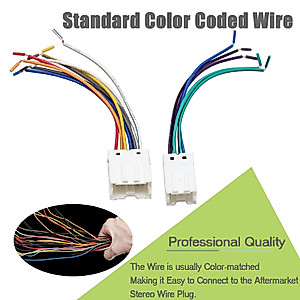 RED WOLF Radio Install Wiring Harness for Nissan 1995-2008, Infiniti 1990-2008 Replacement for Aftermarket Power/Speaker Stereo Plug Connector Non Bose System
