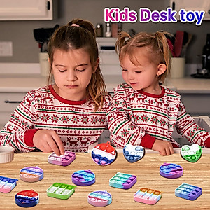 108 PCS Mini Pop Keychain Fidget Toys,3 Shape Pop Fidget Toys Its Party Favors Kids Toys Fidgets Packs Sensory Toys Stress Toys Party Gift,Push Mini Pop Keychain Bulk