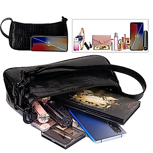 Scioltoo Clutch Purses Shoulder Bag for Women Trendy Super Cute Tote Shoulder Bags With zipper Closure Women's Classic Evening Bag Black + shoulder strap