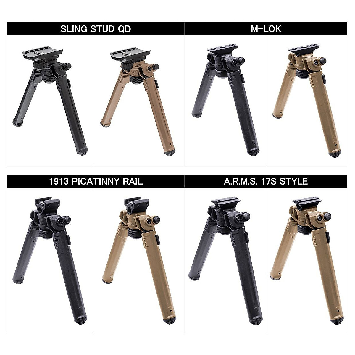 Magpul Rifle Bipod Gun Rest for Hunting and Shooting, Sling Stud QD, Flat Dark Earth