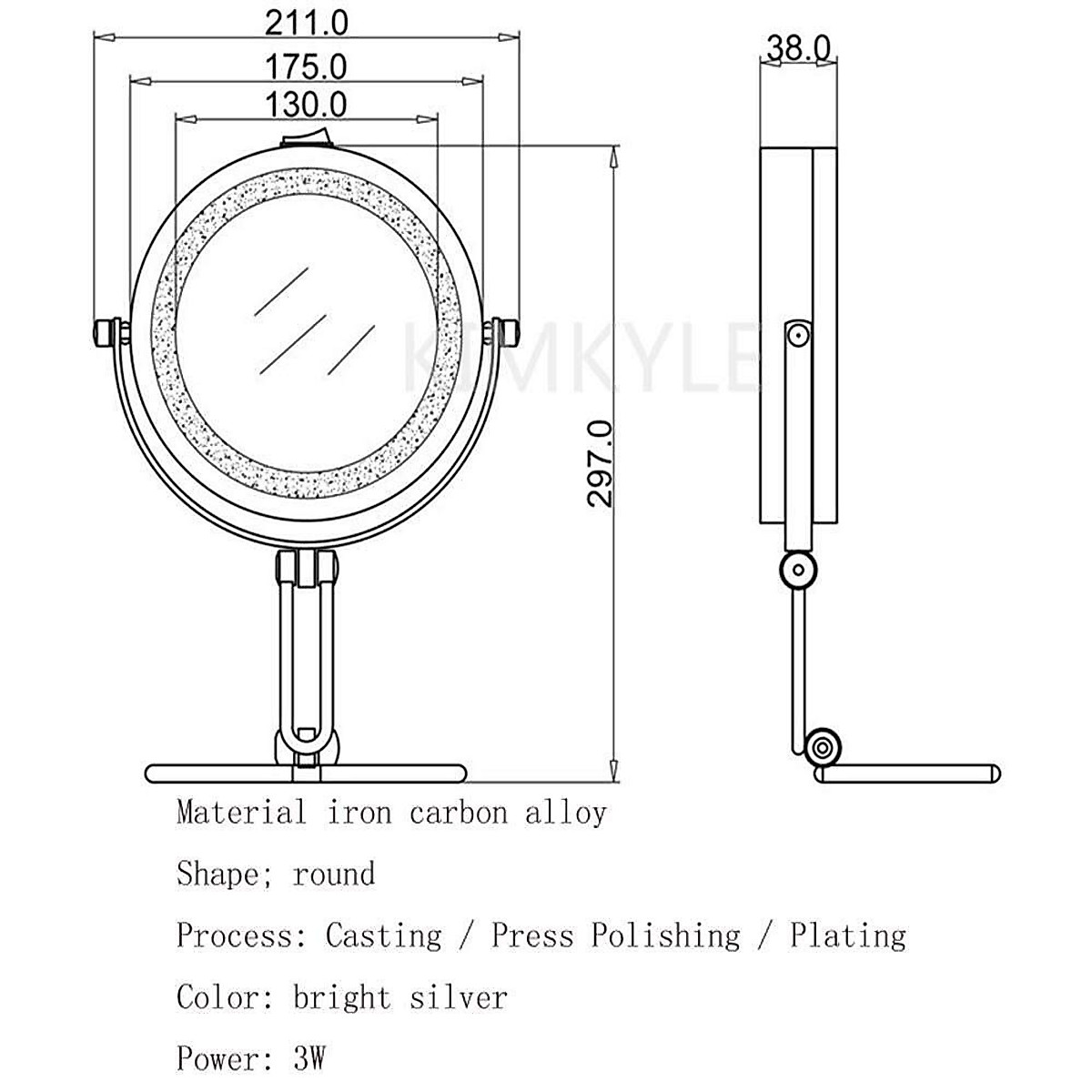 Free Standing Mirror, Wall Mirror Mirrors Bathroom Vanity Mirrors Travel, Lighted 10x Magnifying Mirror with Natural LED Lights, Portable Lighting Vanity Mirror Compatible