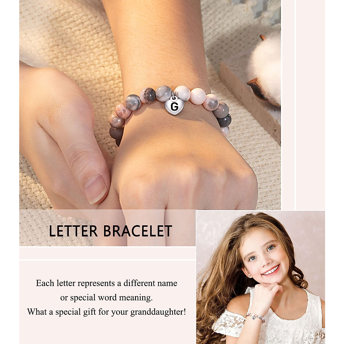 UNGENT THEM Granddaughter Gifts from Grandma Letter G Initial Bracelets for Teen Girls Christmas Birthday Valentine's Day Gifts for Girls Jewelry