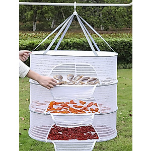 JUOPZKENN Drying Rack,Folding Mesh Clothes Hanging Dryer,Zipper Opening Hanging Drying Fish Net for Shrimp Fish Fruit Vegetables Herbs(Single Layer)