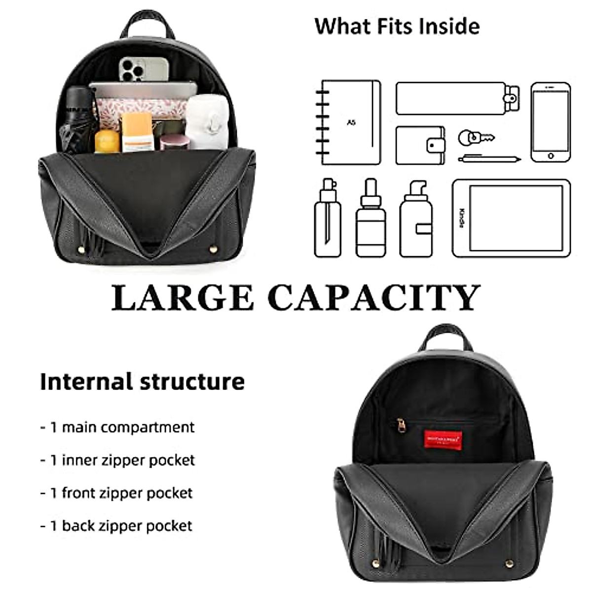 Montana West Anti Theft Backpack Purse for Women Backpack for Ladies with Secured Zipper & Tassel, MWC-104BK