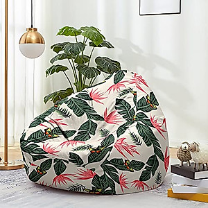 Lukery Bean Bag Chair for Adults (No Filler), 3D Tropical Plants Bean Bag Cover, Stuffed Animal Storage Bean Bag Chairs for Kids, Comfy Bean Bags Cotton Beanbag (S/27.6x31.5'',Strelitzia)