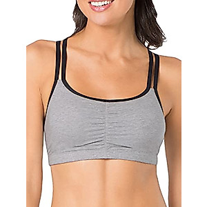 Fruit of The Loom Womens Spaghetti Strap Cotton Pull Over 3 Pack Sports Bra, Grey With Black/White/Black Hue, 38