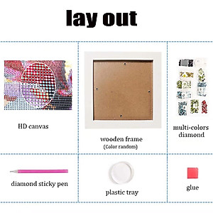 OLLULL Kids Diamond Painting Mosaic Sticker Art Kits with Wooden Frame Parrot