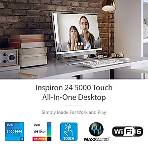 Dell Inspiron 5400 All-in-One Desktop, 23.8" FHD Touchscreen, Intel Core i5-1135G7, 16GB RAM, 512GB SSD, Webcam, HDMI, RJ-45, Wireless Keyboard&Mouse, WiFi 6, Windows 11 Home, White