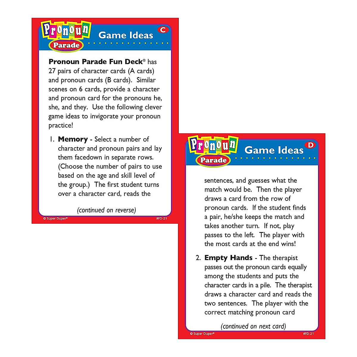 Super Duper Publications | Pronoun Parade Flash Cards | Grammar and Reading Skills Fun Deck | Educational Learning Materials for Children