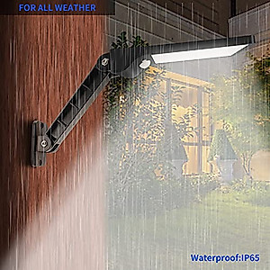 Aqonsie 56LED Remote Solar Flood Light, Outside Security Motion Sensor Lights with Remote, 3 Lighting Modes with Remote for Backyard Gutter Garage Shed 2 Pack