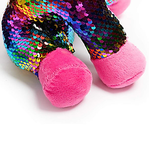 HollyHOME Sequins Unicorn Stuffed Animal Toy Reversible Rainbow Sequins Unicorn Gift for Kids 12 Inches