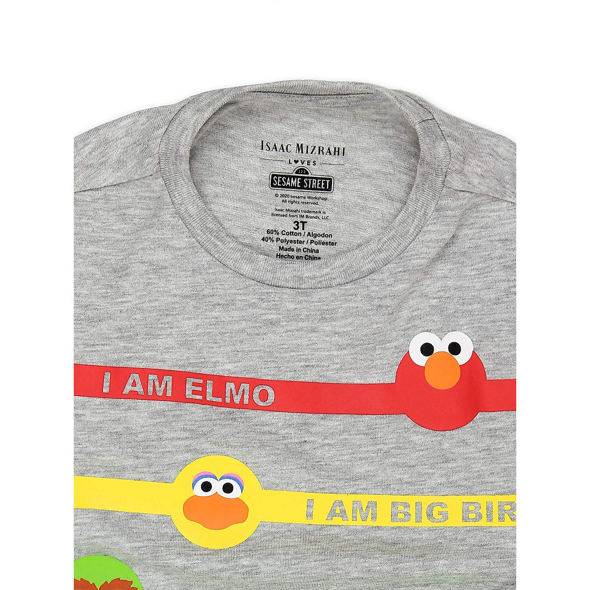Isaac Mizrahi Loves Sesame Street Gang Elmo Toddler Baby Short Sleeve Tee (24 Months, Gray)