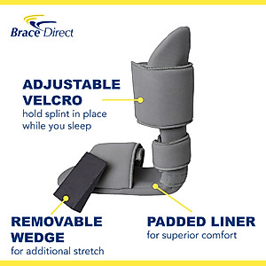 Padded Night Splint 90 Degree Immobilizing Stretching Sleeping Boot - Recovery for Plantar Fasciitis, Drop Foot, Achilles Inflammation, Heel Spurs, Men & Women, Size Large, left and right foot by
