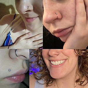 ORAZIO 5-12Pcs 20G Stainless Steel Nose Ring Hoop CZ Body Ear Piercing 5 Mixed Colors