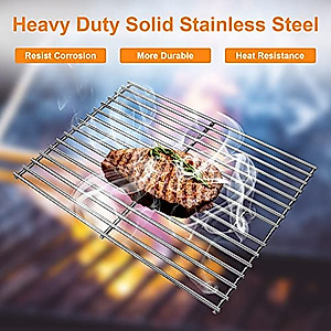 Utheer 17 inch Cooking Grates for Home Depot Nexgrill 720-0830H, 720-0830D, 720-0783E, 720-0783C, Grill Replacement Parts for Uniflame, Kenmore Gas Grills, Stainless Steel Cooking Grids, 2 Pack