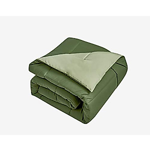 Blue Ridge Home Fashions Two-Tone Reversible Microfiber Down Alternative All Season Comforter-Hypoallergenic Polyester Fill, Twin, Olive/Sage