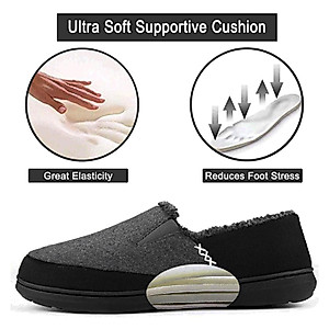 Zigzagger Men's Wool Micro Suede Moccasin Slippers House Shoes Home Indoor/Outdoor Footwear, Grey, 11