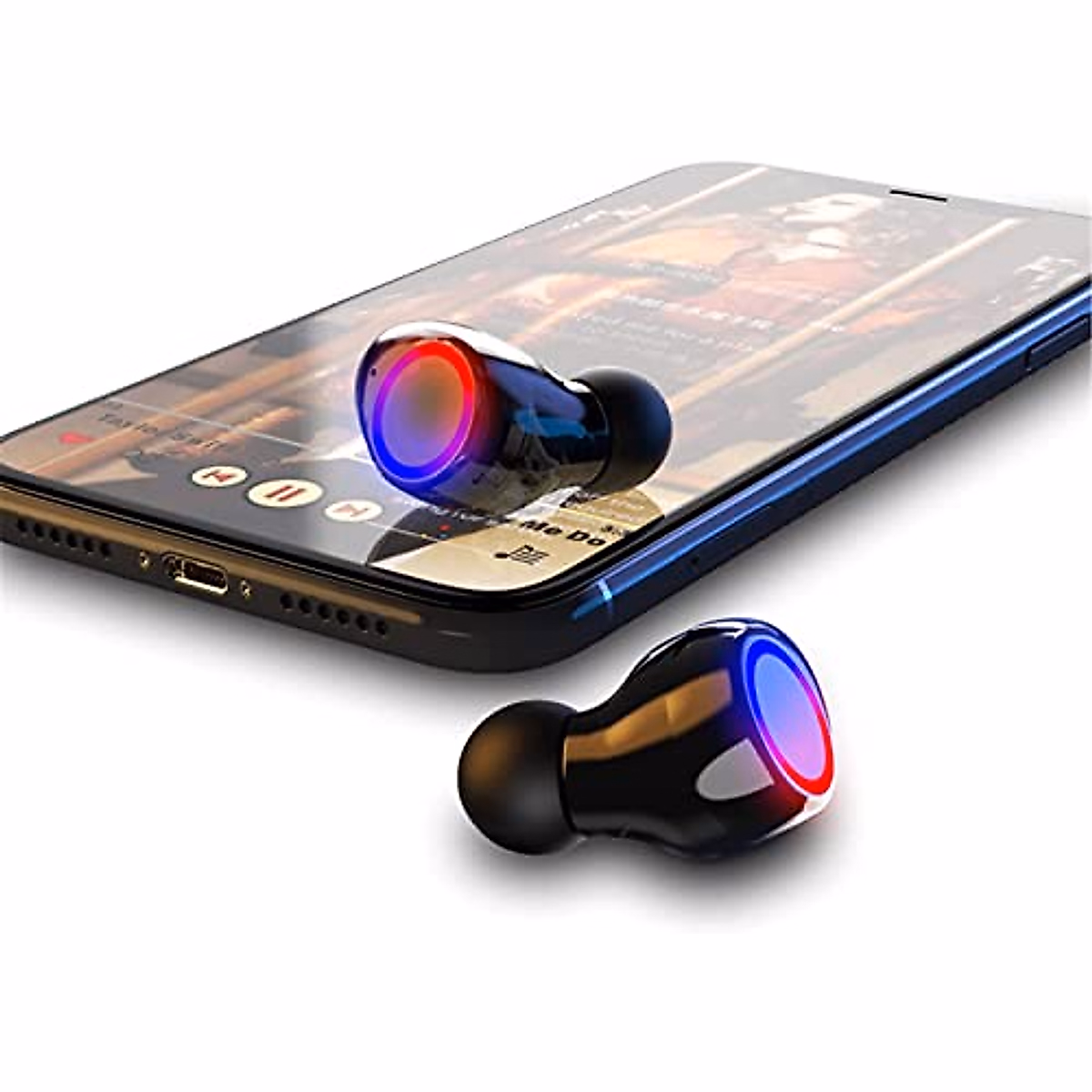 SMLLDFC Digital Display Touch-Control Wireless Bluetooth Earbuds in Ear Light-Weight with Microphone Sports Waterproof Long Battery Life Headphones with Charging Case for Outdoor Office